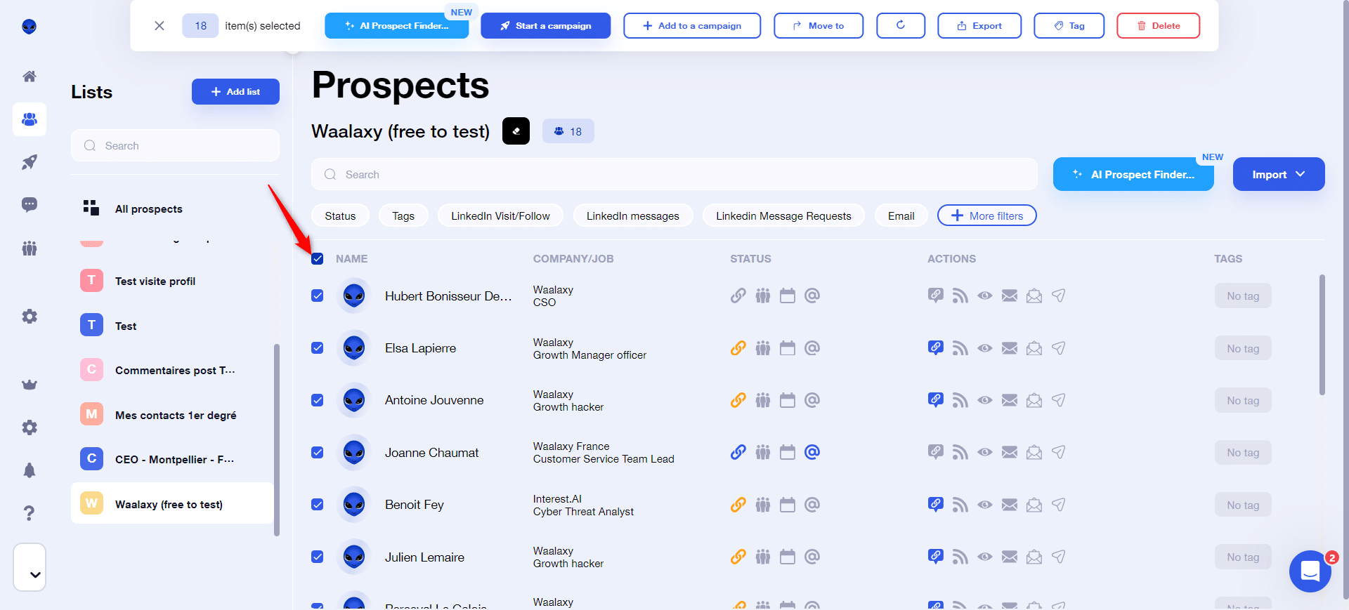 The 4 ways to launch your first Waalaxy campaign
