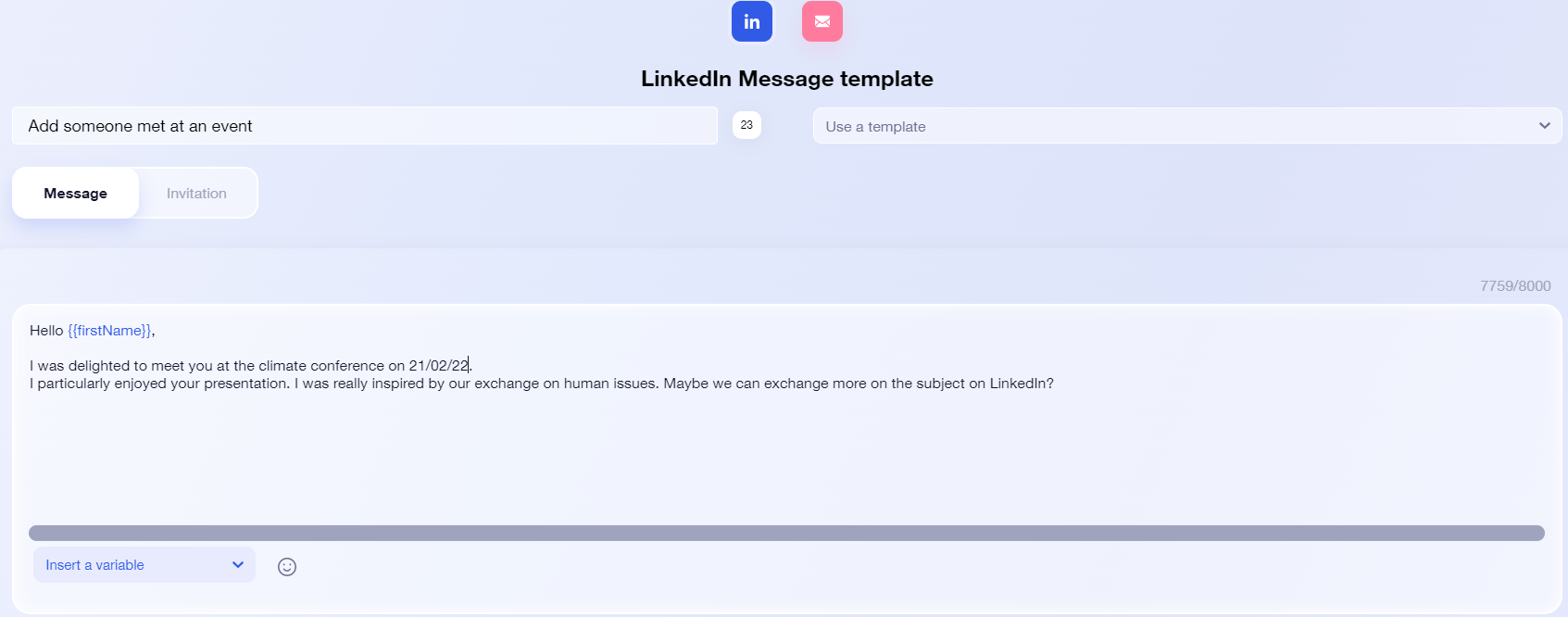 LinkedIn connection message template : 12 examples to shine